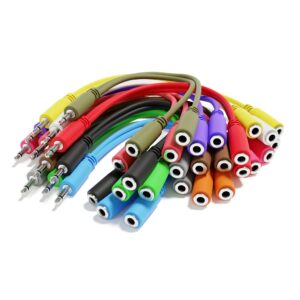 ExcelValley - 5-Pack - Mono Splitter Y Patch Cables - TS 3.5mm 1/8" Eurorack Synth Synthesizer [Red]