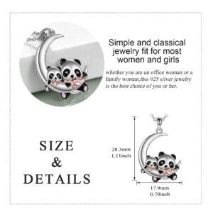 YAFEINI Panda Necklace Sterling Silver Panda Jewelry Double Pandas Gift for Women Cute Animal Jewelry