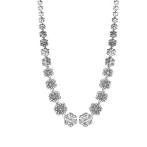 Beyond Brilliance Classy 2.00 Carat Diamond, Illusion Set Sterling Silver Round Cut Diamond 18 inch Long Milgrain Floral Necklace (J-K, I3) Jewelry for Women|Gift Box Included