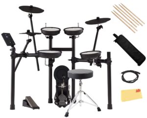 roland v-drums td-07kv electronic drum set bundle with drum throne, drumstick bag, 3.5mm audio cable, 3 pairs of drumsticks, and austin bazaar polishing cloth