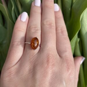 Gift Shoppe By Nina Natural Baltic Elegant Cognac Amber and Sterling Silver Ring (7)