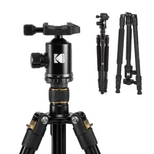 kodak photo gear 63” tripod & monopod with 360° ball head | premium professional 2-in-1 aluminum camera stand with bluetooth remote control & smartphone adapter | compact & portable for work & travel