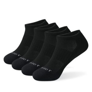 monfoot women's and men's 4 pairs athletic cushion mesh ankle socks black large, multipack