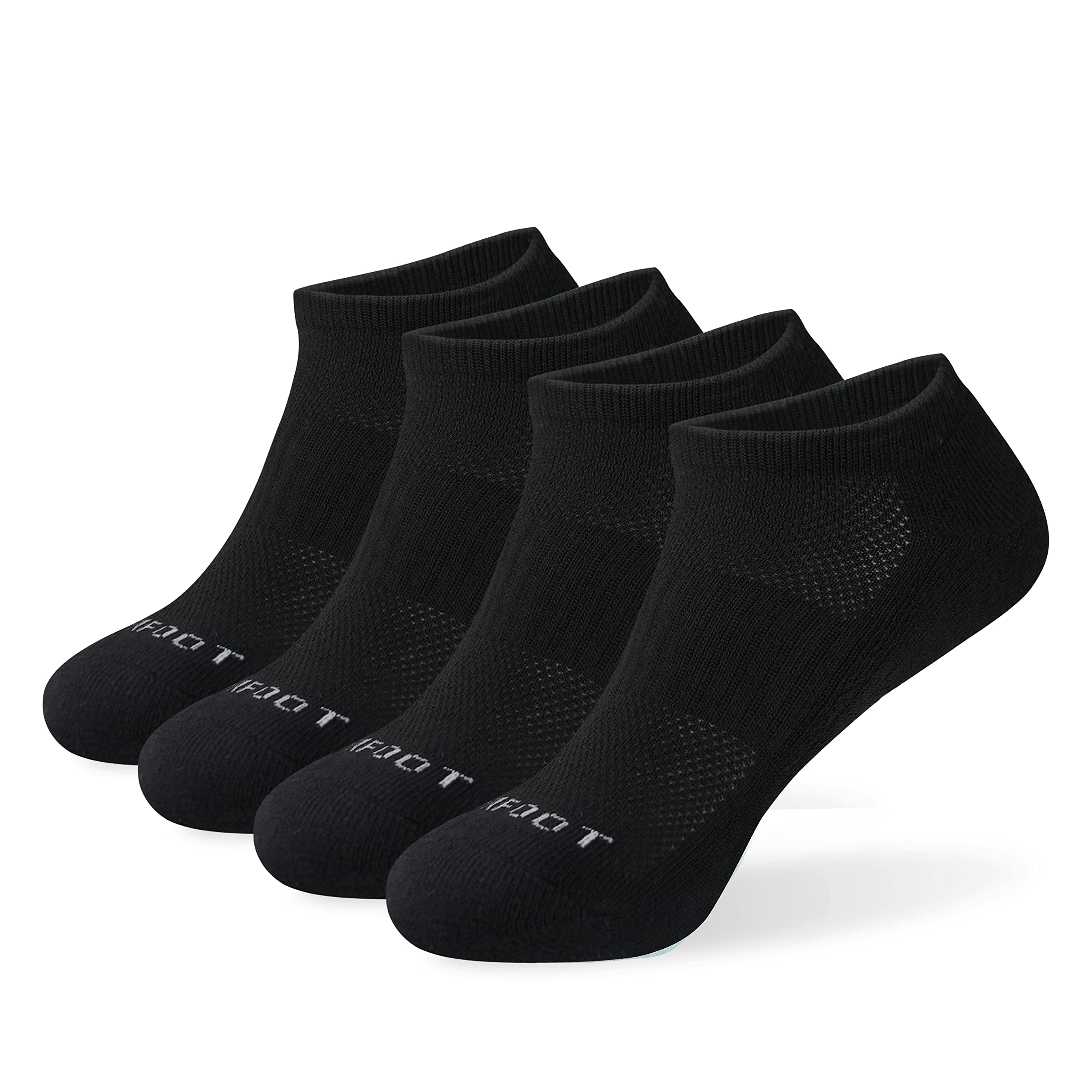 MONFOOT Women's and Men's 4 Pairs Athletic Cushion Mesh Ankle Socks Black Large, multipack