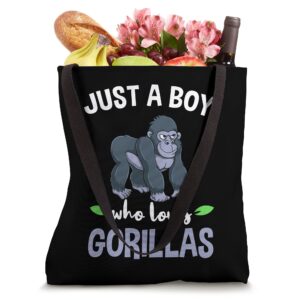 Just A Boy Who Loves Gorillas Tote Bag