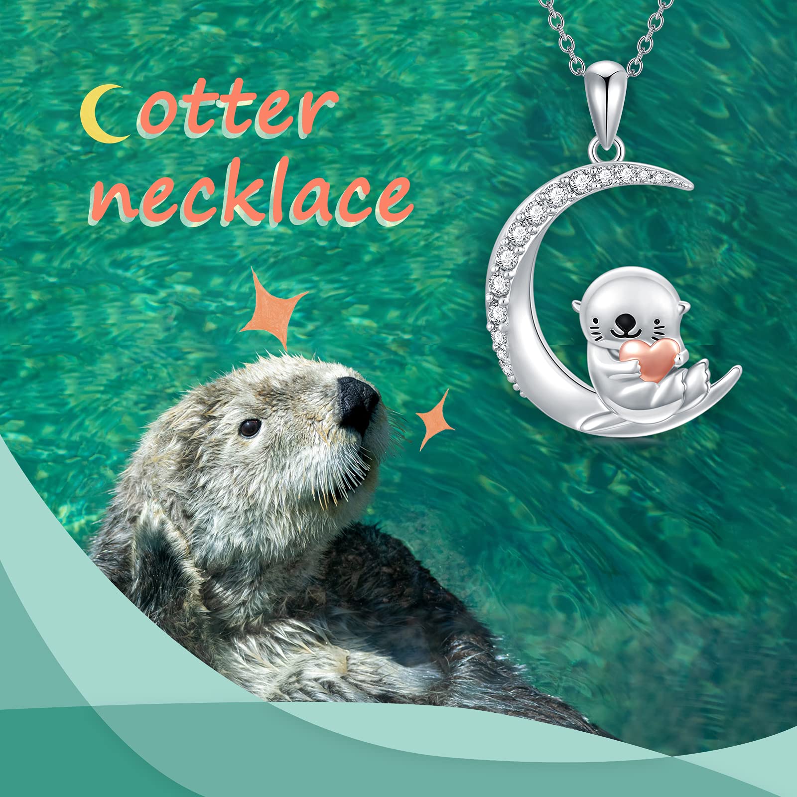 PROESS Sea Otter Necklace Sterling Silver Otter Jewelry Otter Gift Animal Necklace for Women