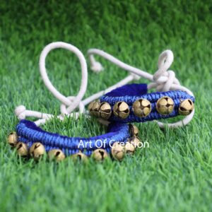 Art Of Creation Kathak Dancing Ghungroo 1 Line 10 + 10 Bell Anklet Pair Indian Classical Dancers Musical Instrument Bharatnatayam Ghungru (Blue)