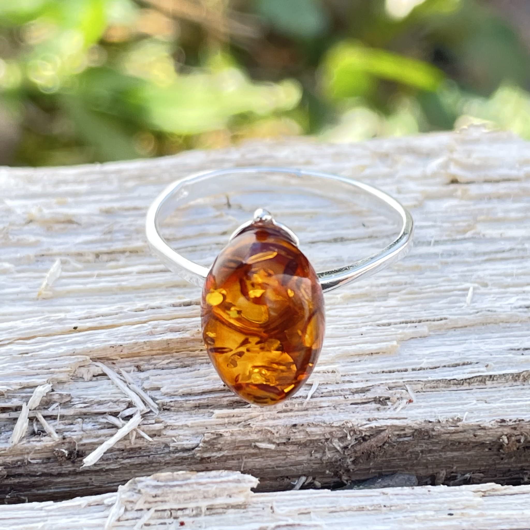 Gift Shoppe By Nina Natural Baltic Elegant Cognac Amber and Sterling Silver Ring (7)