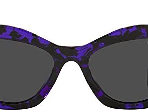 Prada PR 07YS 05V5S0 Cat Eye Acetate Abstract Purple Sunglasses with Dark Grey Solid Color Lens