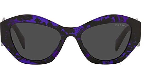 Prada PR 07YS 05V5S0 Cat Eye Acetate Abstract Purple Sunglasses with Dark Grey Solid Color Lens