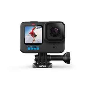 GoPro HERO10 Black, Waterproof Action Camera, 5.3K60/4K Video, 1080p Live Streaming, Bundle with Adventure Kit, Extra Battery, 32GB microSD Card, Card Reader