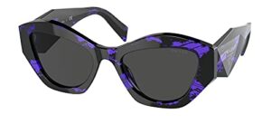 prada pr 07ys 05v5s0 cat eye acetate abstract purple sunglasses with dark grey solid color lens