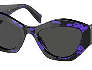 Prada PR 07YS 05V5S0 Cat Eye Acetate Abstract Purple Sunglasses with Dark Grey Solid Color Lens