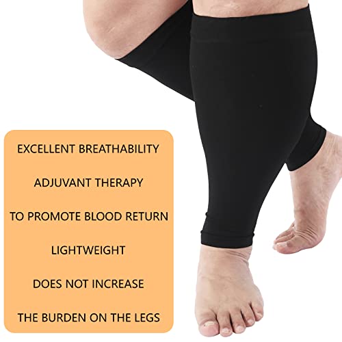 Plus Size Compression Sleeves for Calves Women Wide Calf Compression Legs Sleeves Men 6XL, Relieve Varicose Veins, Edema, Swelling, Soreness, Shin splints, for Work, Travel, Sports and Daily Wear