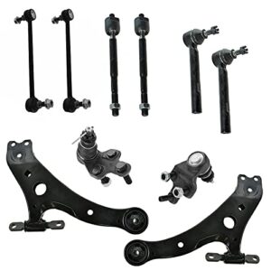 TRQ Front Steering & Suspension Kit Ball Joint Control Arm Sway Bar Stabilizer Link Tie Rod Compatible with 2004-2006 Lexus RX330 2007-2009 RX350 2004-2007 Toyota Highlander