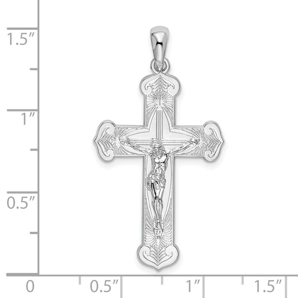 Diamond2Deal 925 Sterling Silver Budded Crucifix Pendant