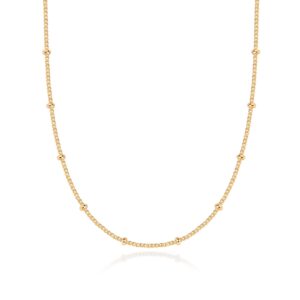 pavoi 14k yellow gold plated bead chain necklace | ball station chain necklaces for women