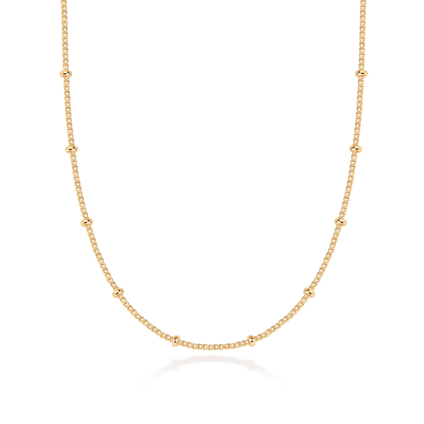 PAVOI 14K Yellow Gold Plated Bead Chain Necklace | Ball Station Chain Necklaces For Women