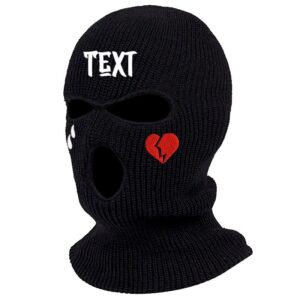 kstomize personalized customize beanie balaclava mask, women men winter masked ski cycling hat with embroidery letters text name logo black, one size-medium