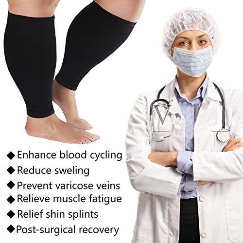 Plus Size Compression Sleeves for Calves Women Wide Calf Compression Legs Sleeves Men 6XL, Relieve Varicose Veins, Edema, Swelling, Soreness, Shin splints, for Work, Travel, Sports and Daily Wear