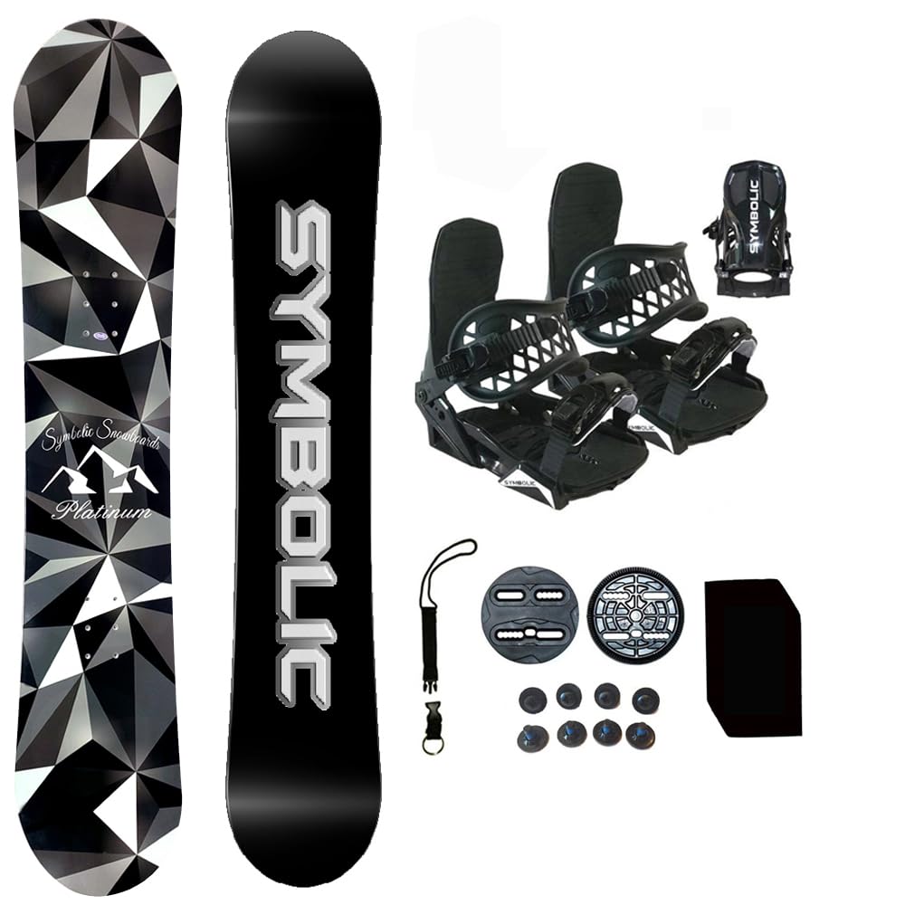 Symbolic Platinum 2025 Kids Youth Snowboard & Bindings & Leash & Stomp Pad Package (Bindings White XS (fits 1-6 Kids), 135cm Snowboard)