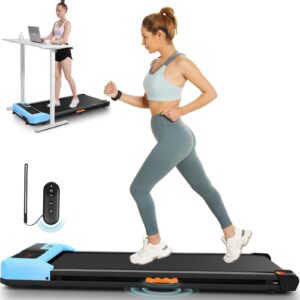 ancheer walking pad treadmill under desk, 2 in 1 portable treadmill, walking pad treadmill 2.5 hp for home/office, 300+ lb capacity, led screen and remote control, dual shock absorption