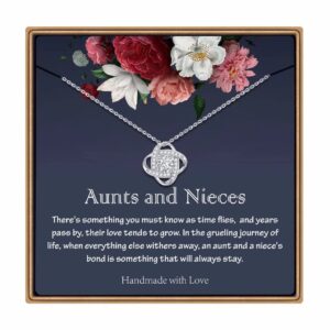 ieflife aunt nieces gifts aunt nieces necklace, 925 sterling silver love knot pendant necklace auntie jewelry mothers valentines day christmas gifts for aunt niece birthday present