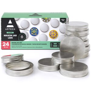 arteza regular mouth mason jar lids, 24-pack, 2.4 inches and 2.5 inches, reusable canning lids for diy, and home decor