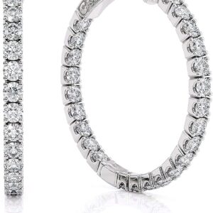 1 1/2 Carat Moissanite Inside Out Hoop Earrings for Women in 925 Sterling Silver (G-H, VS, cttw, DEW) Secure Lock by Beverly Hills Jewelers