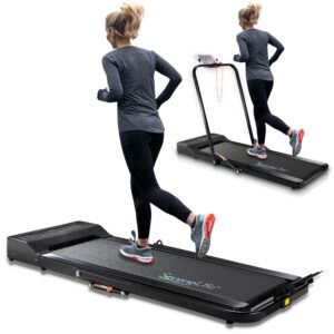 serenelife folding treadmill exercise running machine, under desk storage, electric motorized with16 pre-set program, bluetooth integration, home gym/office, walking or jogging, 265lbs capacity