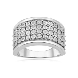 jewelili sterling silver 1/10 cttw natural white round diamond anniversary ring, size 8