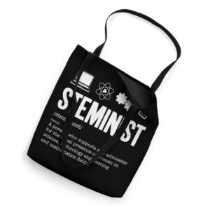 Steminist Gift Idea, STEM Definition, Female Empowerment Tote Bag