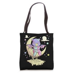 kawaii pastel goth bear cute creepy bear tote bag