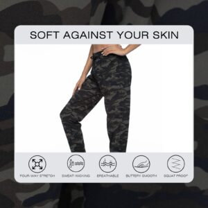 Haowind Joggers for Women with Pockets Elastic Waist Workout Sport Gym Pants Comfy Lounge Yoga Running Pants(Green Camo L)