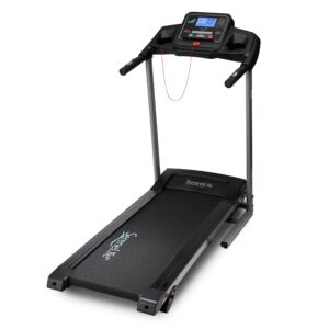 serenelife folding treadmill - foldable home fitness equipment with lcd for walking & running - cardio exercise machine - preset and adjustable programs, bluetooth, 4 incline levels, 12 training modes