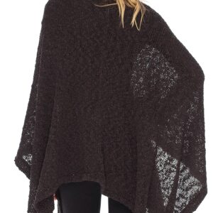 SHU-SHI Womens Cozy Knit Poncho Sweater Shawl Wrap Open Front Cape Lightweight Kimono