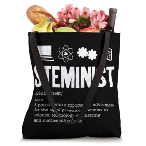 Steminist Gift Idea, STEM Definition, Female Empowerment Tote Bag