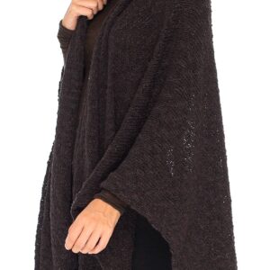 SHU-SHI Womens Cozy Knit Poncho Sweater Shawl Wrap Open Front Cape Lightweight Kimono