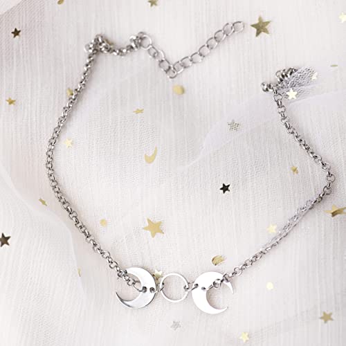 Sacina Gothic Crescent Moon Choker Necklace, Crescent Moon Zinc Alloy Pendant, Goth Gift for Women (Zinc Alloy Moon)