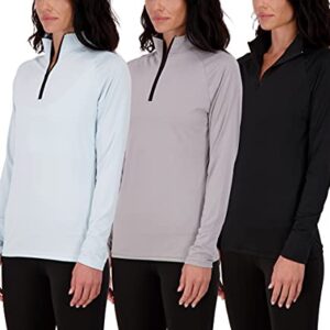 3 Pack: Womens Quarter 1/4 Zip Pullover Long Sleeve Shirt Quick Dry Dri Fit Yoga 1/2 Zip Athletic Ladies Volleyball Active Gym Workout Top Golf UPF Hiking Outdoor Sports Exercise Running Set 4,L