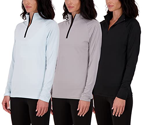 3 Pack: Womens Quarter 1/4 Zip Pullover Long Sleeve Shirt Quick Dry Dri Fit Yoga 1/2 Zip Athletic Ladies Volleyball Active Gym Workout Top Golf UPF Hiking Outdoor Sports Exercise Running Set 4,L