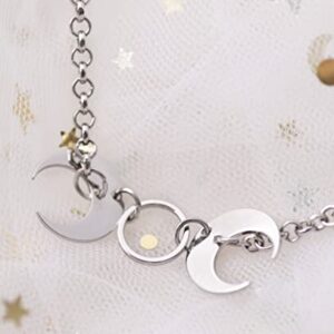 Sacina Gothic Crescent Moon Choker Necklace, Crescent Moon Zinc Alloy Pendant, Goth Gift for Women (Zinc Alloy Moon)