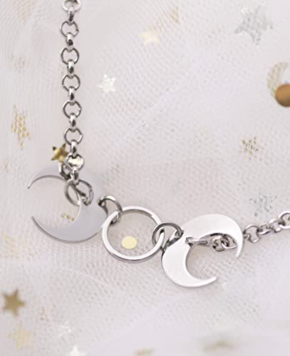 Sacina Gothic Crescent Moon Choker Necklace, Crescent Moon Zinc Alloy Pendant, Goth Gift for Women (Zinc Alloy Moon)