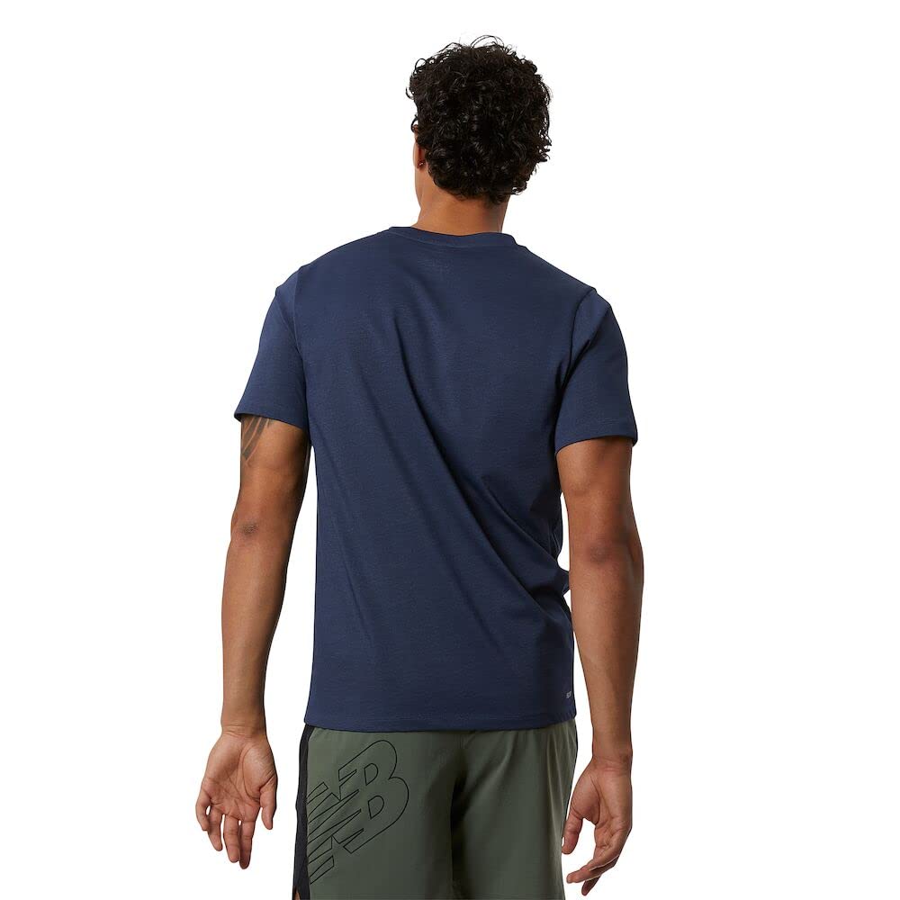 New Balance Men's Tech Short Sleeve 21, Natural Indigo Heather, Small