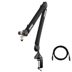 rode psa1+ pro studio boom arm for podcasting and streaming with professional grade xlr cable and streameye polishing cloth