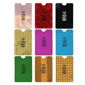 molain colorful rfid card holder, 9 pieces rfid blocking sleeves credit card sleeves set rfid identity card protector for women men