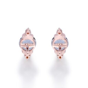 Gin & Grace 10K Rose Gold Genuine Aquamarine Earrings with Diamonds for women | Ethically, authentically & organically sourced (Round-cut) shaped Stud Aquamarine hand-crafted jewelry for her