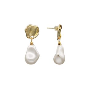 dh&yp winter vintage vibe with pearl earrings，baroque pearl dangle earring for women, graceful earrings, gold plated earring hooks, birthday day,valentine's day, mother's day gift