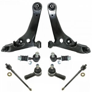 trq front steering & suspension kit control arm with ball joint sway bar stabilizer link tie rod compatible with 2003-2006 mitsubishi outlander mi4510103 mi4511103