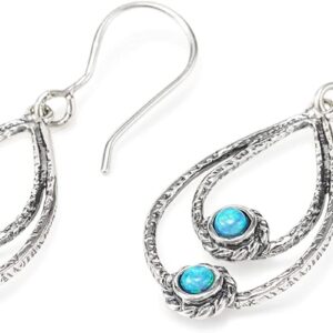 Joolala Looped Hoop Opal Drop Earrings - Handmade Opal Drop Earrings for Women – .925 Sterling Silver Looped Hoop Opal Drop Earrings